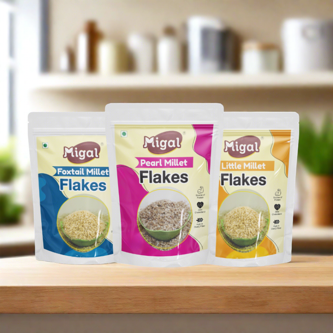Migal Millet Flakes Combo - Pearl Millet Flakes + Little Flakes + Foxt ...