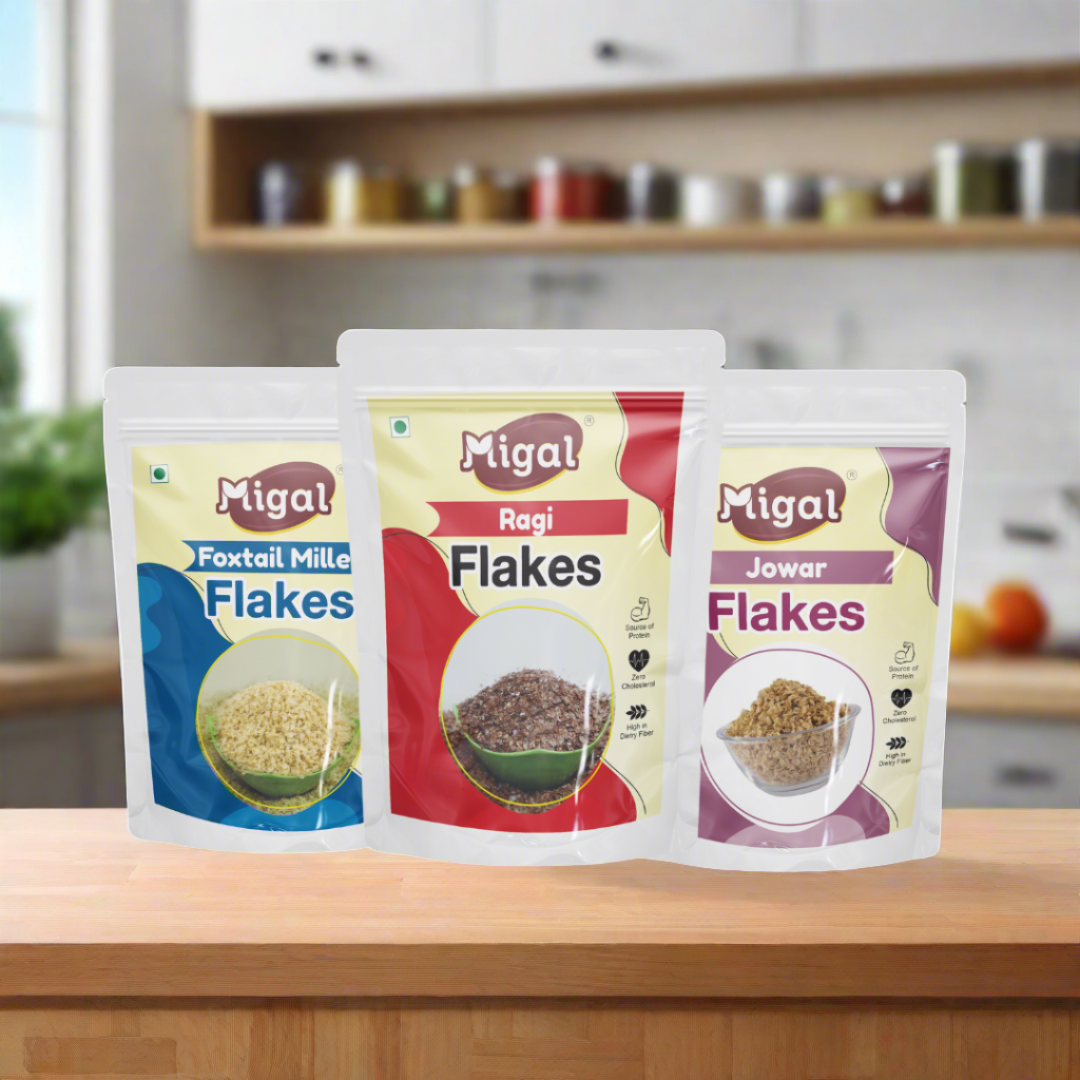 Migal Millet Flakes Combo - Ragi Flakes + Foxtail Flakes + Jowar Flake ...