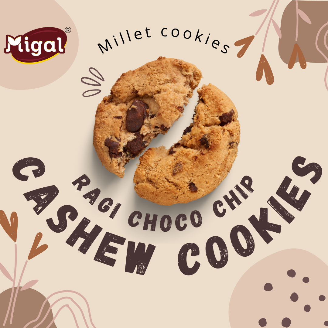 Ragi Choco Chip Cashew Cookies - 140g – Migal Foods